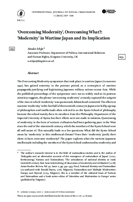 (PDF) 'Overcoming Modernity' , Overcoming What?: 'Modernity' in Wartime ...
