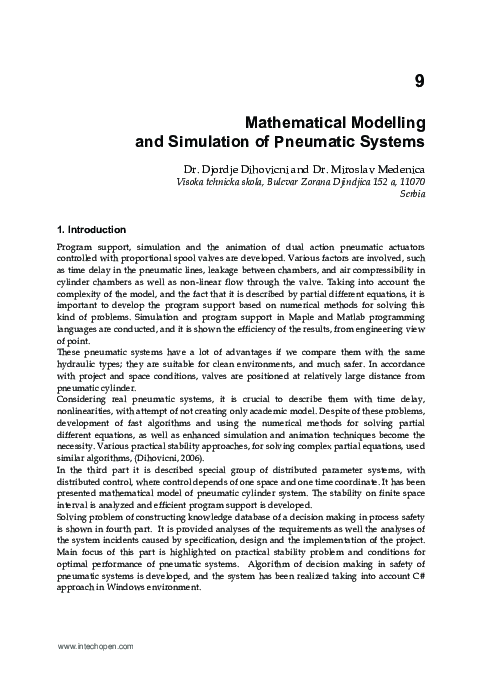 (PDF) Mathematical Modelling and Simulation of Pneumatic Systems