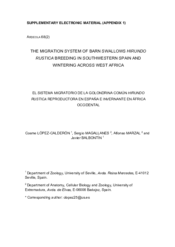 (PDF) The Migration System of Barn Swallows Hirundo rustica Breeding in ...