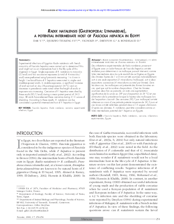 (PDF) Radix natalensis (Gastropoda: Lymnaeidae), a potential ...