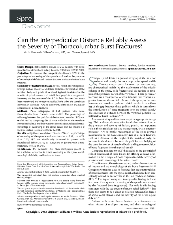 (PDF) Can the interpedicular distance reliably assess the severity of ...