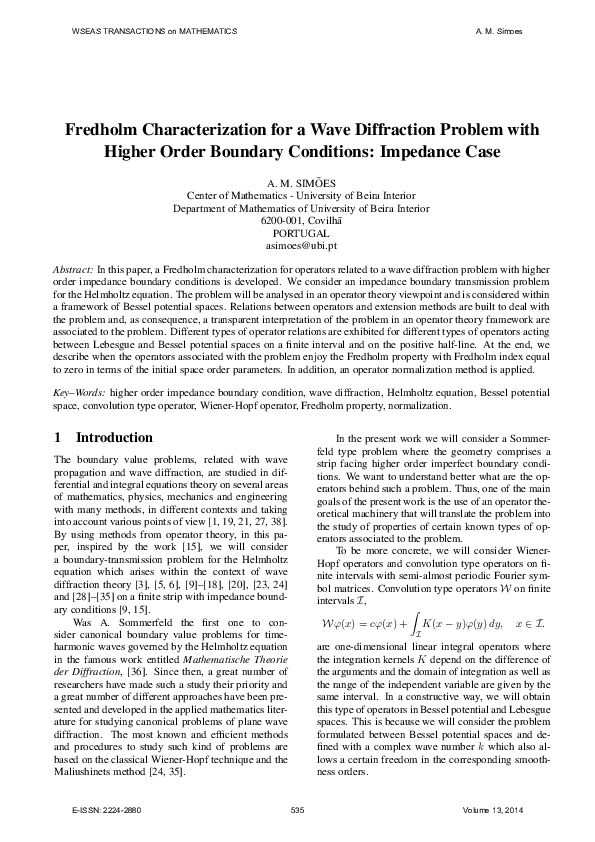 (PDF) Fredholm Characterization for a Wave Diffraction Problem with Higher Order Boundary ...