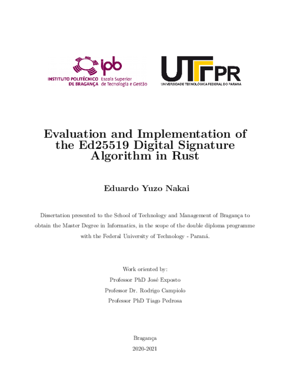 (PDF) Evaluation and implementation of the Ed25519 digital signature ...