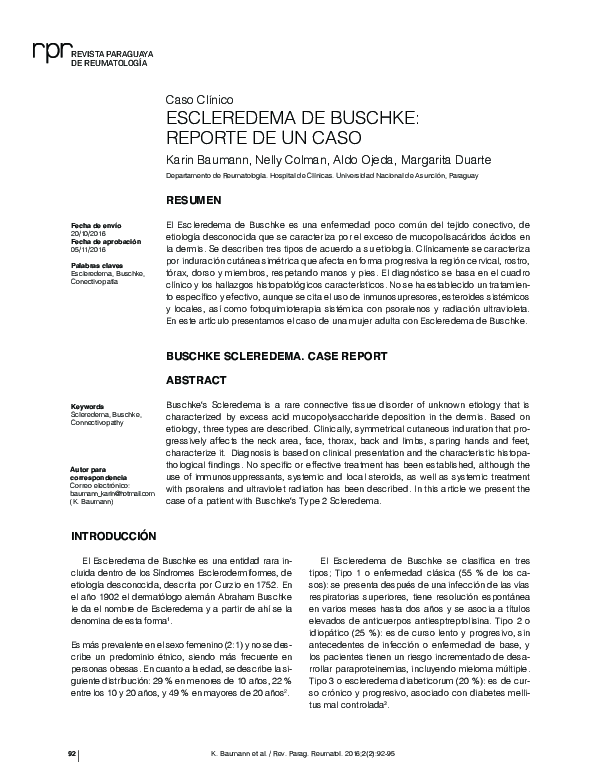 (PDF) Escleredema de Buschke: reporte de un caso | Aldo Ojeda ...
