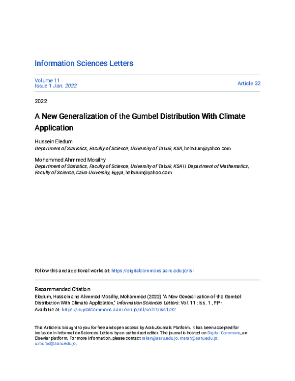 Pdf A New Generalization Of The Gumbel Distribution With Climate Application