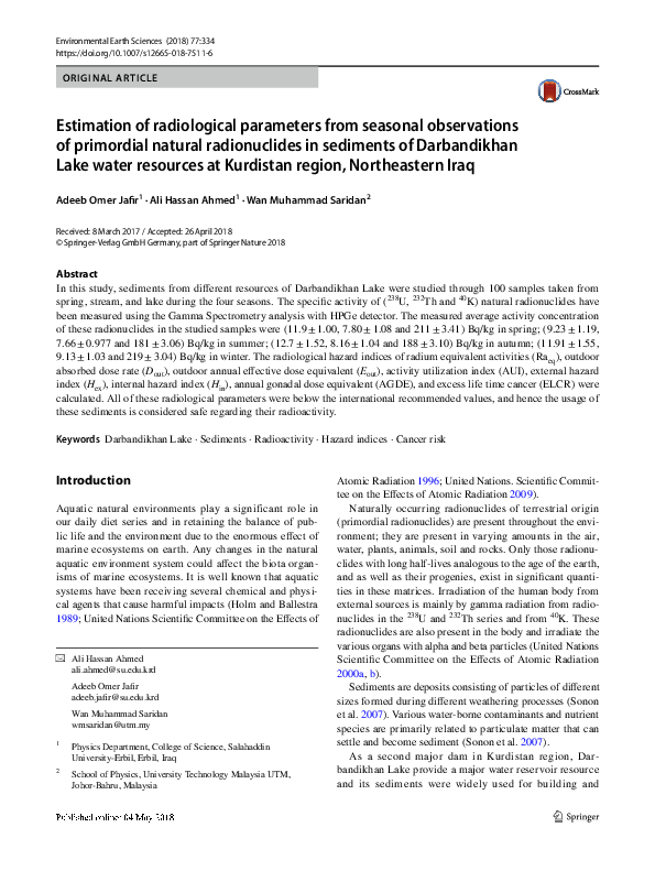 (PDF) Estimation of radiological parameters from seasonal observations ...