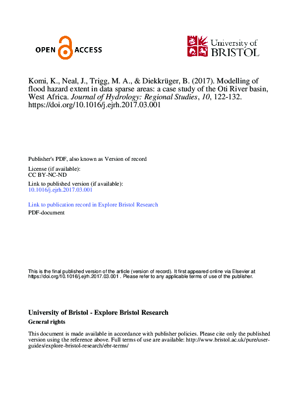 (PDF) Modelling of flood hazard extent in data sparse areas: a case study of the Oti River basin ...