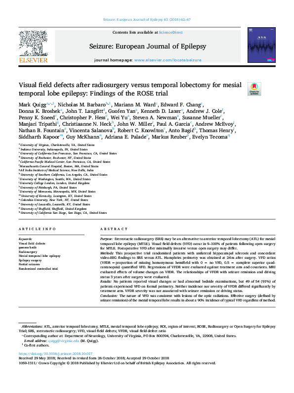 (PDF) Visual field defects after radiosurgery versus temporal lobectomy ...