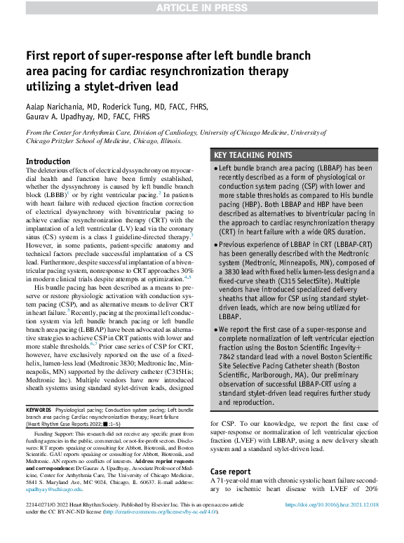 (PDF) First Report of Super-Response After Left Bundle Branch Area ...