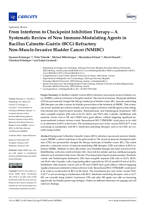 (PDF) From Interferon to Checkpoint Inhibition Therapy—A Systematic ...