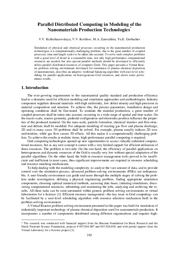 (PDF) Parallel Distributed Computing in Modeling of the Nanomaterials ...