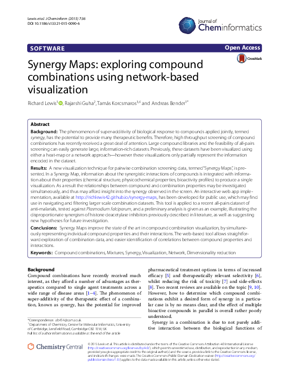 (PDF) Synergy Maps: exploring compound combinations using network-based ...