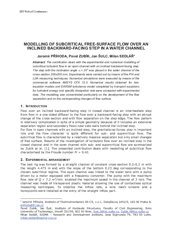 (PDF) Modelling of subcritical free-surface flow over an inclined ...