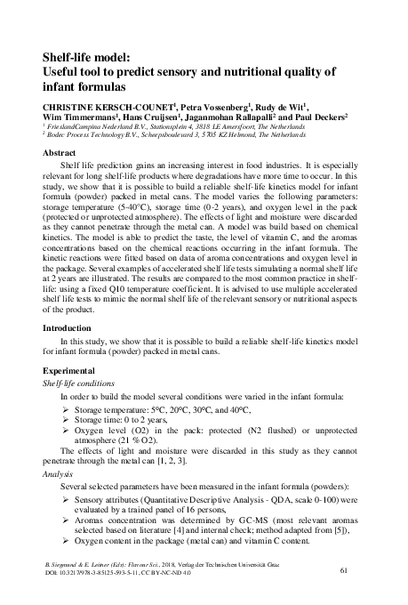 (PDF) Shelf-life model: Useful tool to predict sensory and nutritional ...