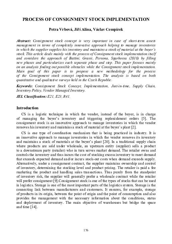 (PDF) Process of consignment stock implementation