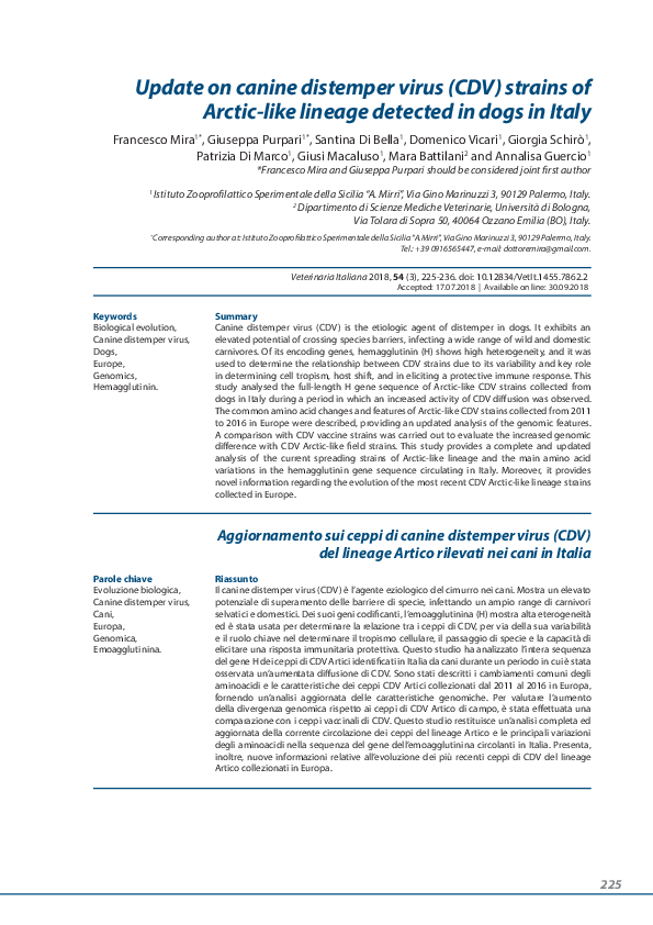 (PDF) Update on canine distemper virus (CDV) strains of Arctic-like ...