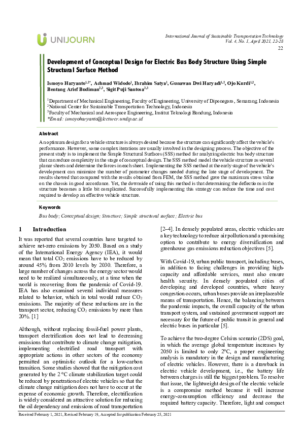 (PDF) Development of Conceptual Design for Electric Bus Body Structure Using Simple Structural ...