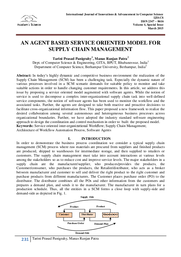 (PDF) An Agent Based Service Oriented Model for Supply Chain Management