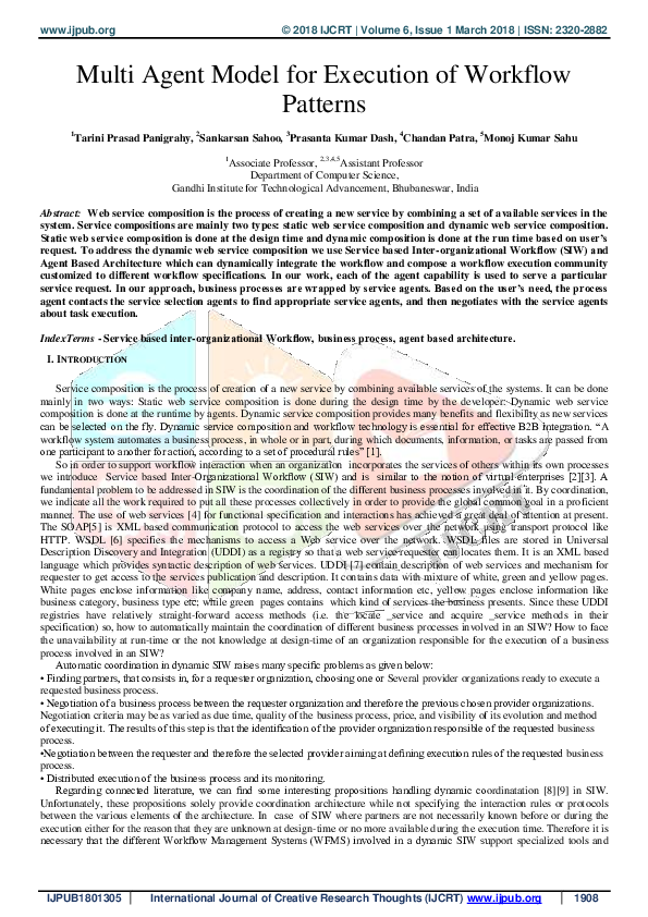(PDF) Multi Agent Model for Execution of Workflow Patterns