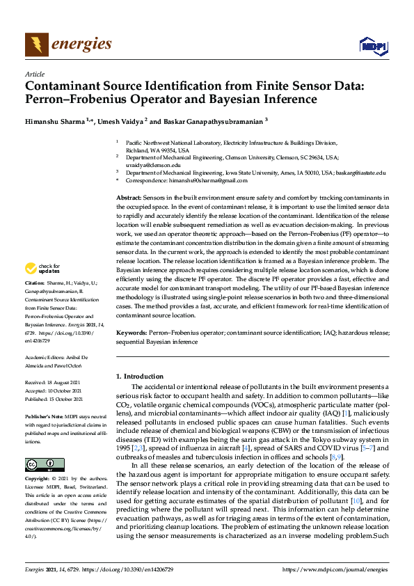 (PDF) Contaminant Source Identification from Finite Sensor Data: Perron–Frobenius Operator and ...