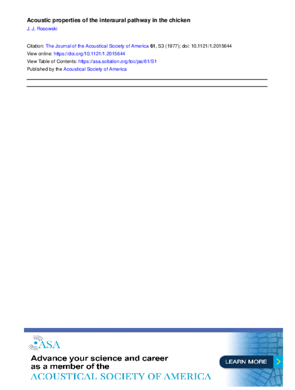 (PDF) Acoustic properties of the interaural pathway in the chicken