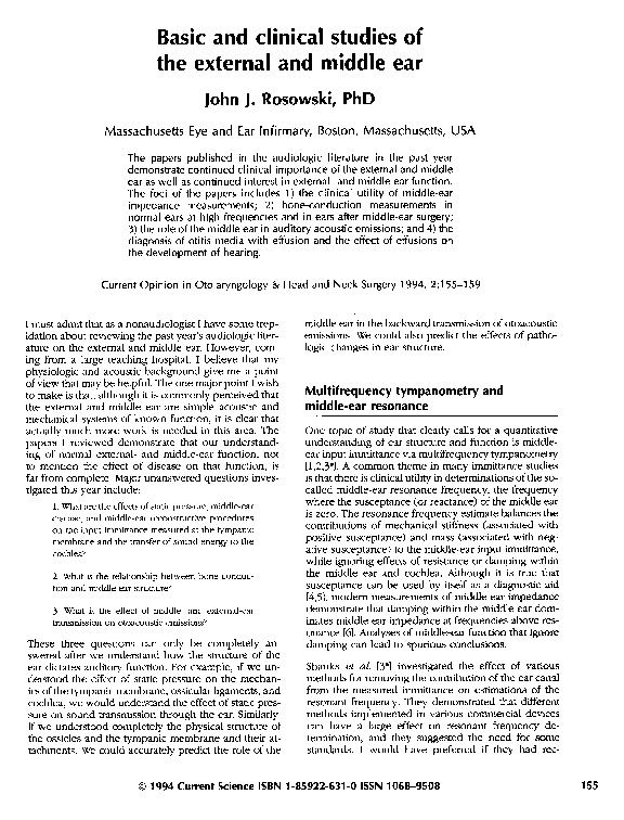 (PDF) Basic and clinical studies of the external and middle ear