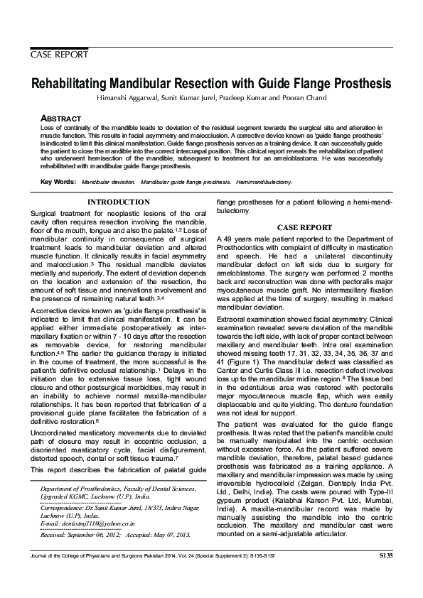 (PDF) Rehabilitating Mandibular Resection with Guide Flange Prosthesis