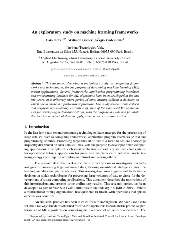 (PDF) An exploratory study on machine learning frameworks