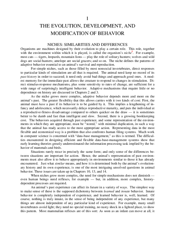 (PDF) The evolution, development, and modification of behavior