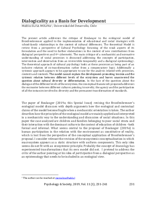 (PDF) Dialogicality as a Basis for Development