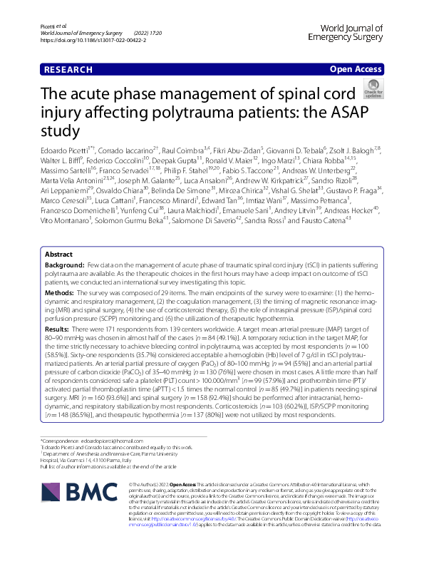 (PDF) Acute Management of Spinal Cord Injury in Polytrauma