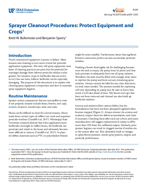 (PDF) Sprayer Cleanout Procedures: Protect Equipment and Crops