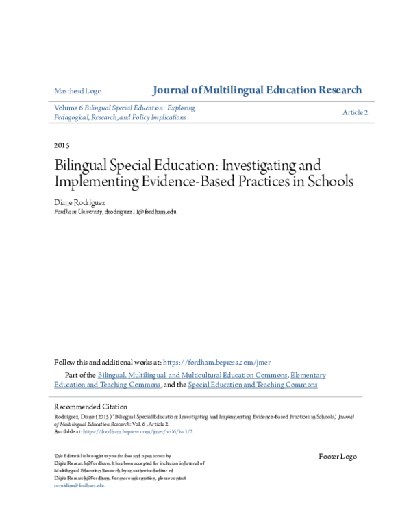 (PDF) Bilingual Special Education: Investigating and Implementing ...