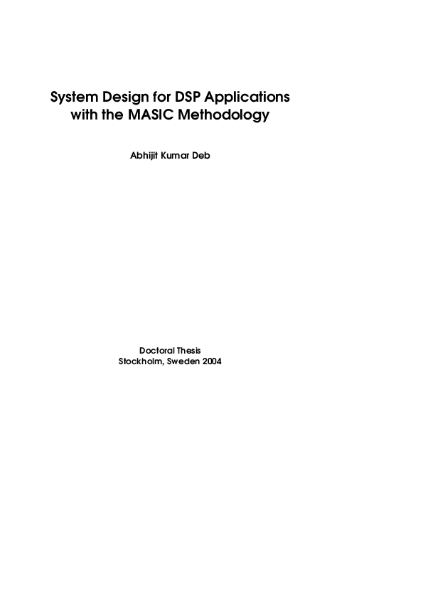 Pdf System Design For Dsp Applications Using The Masic Methodology