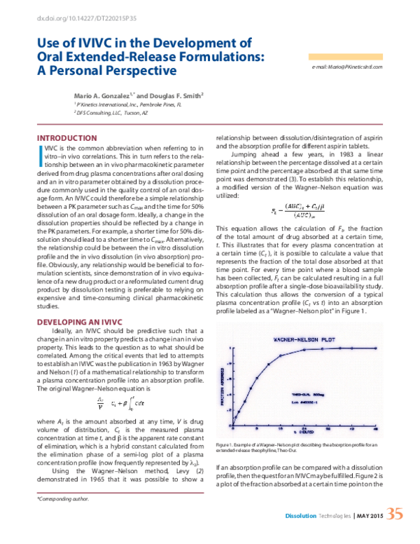 (PDF) Use of IVIVC in the Development of Oral Extended-Release ...