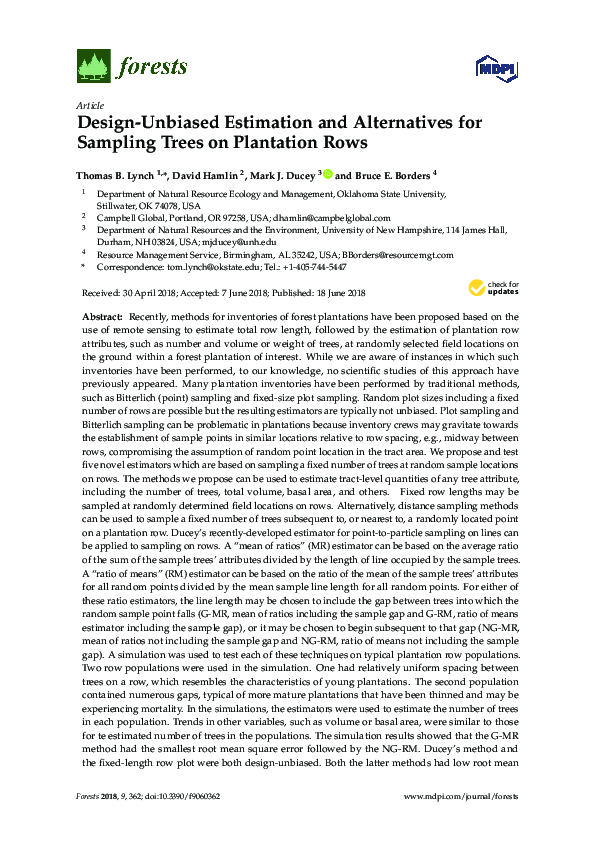 Design Unbiased Estimation And Alternatives For Sampling Trees On