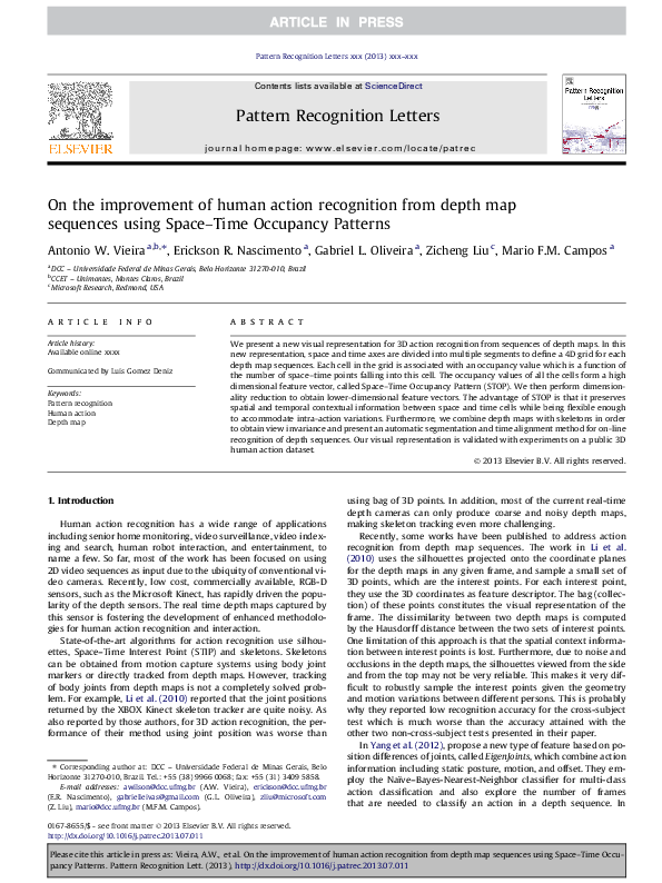 Pdf On The Improvement Of Human Action Recognition From Depth Map