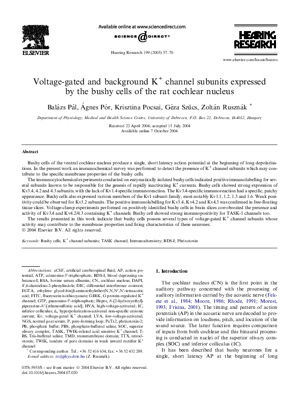 (PDF) Voltage-gated and background K+ channel subunits expressed by the ...