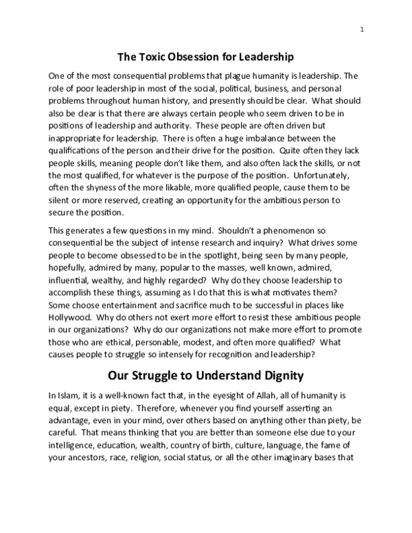 (DOC) The Toxic Obsession for Leadership