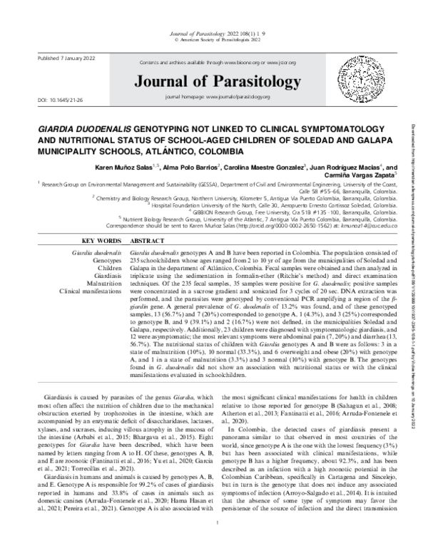 (PDF) Journal of Parasitology