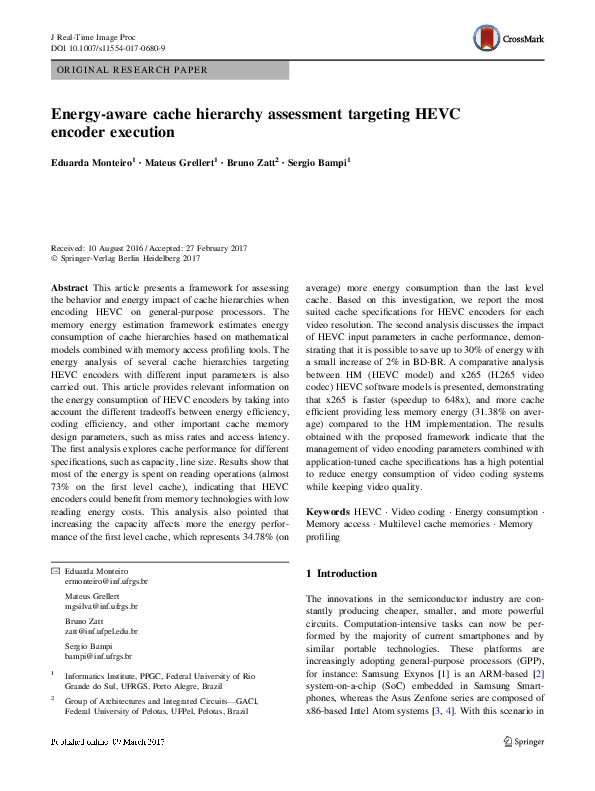 (PDF) Energy-aware cache hierarchy assessment targeting HEVC encoder execution