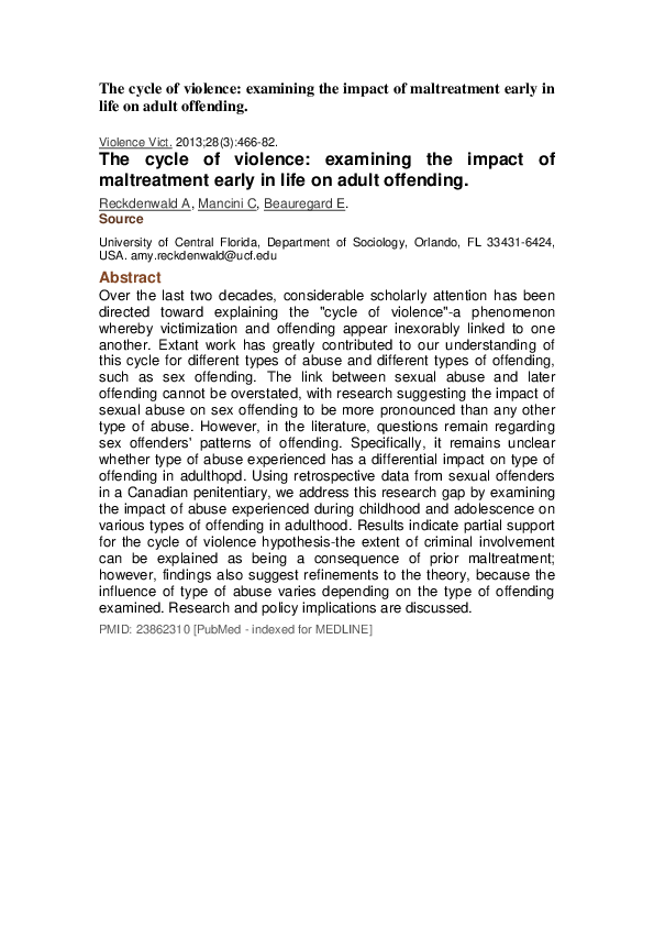 (PDF) The Cycle of Violence: Examining the Impact of Maltreatment Early ...