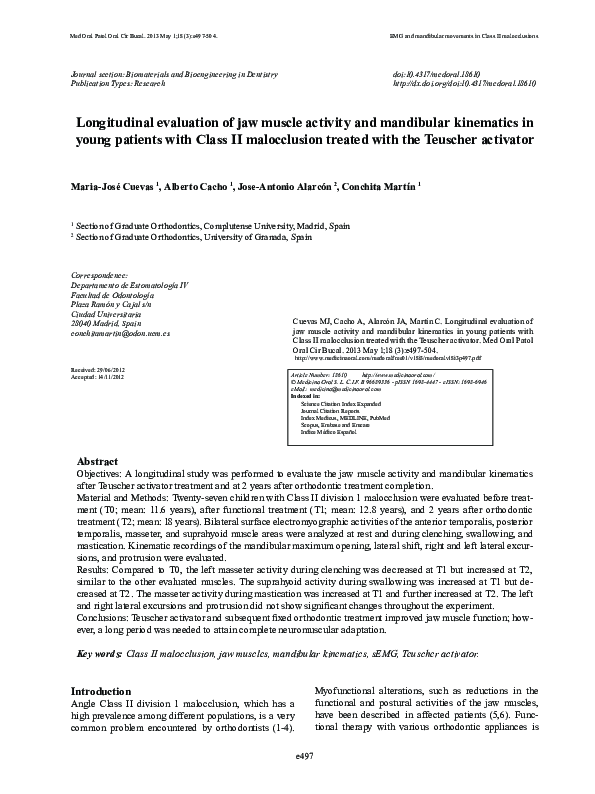 (PDF) Longitudinal evaluation of jaw muscle activity and mandibular ...