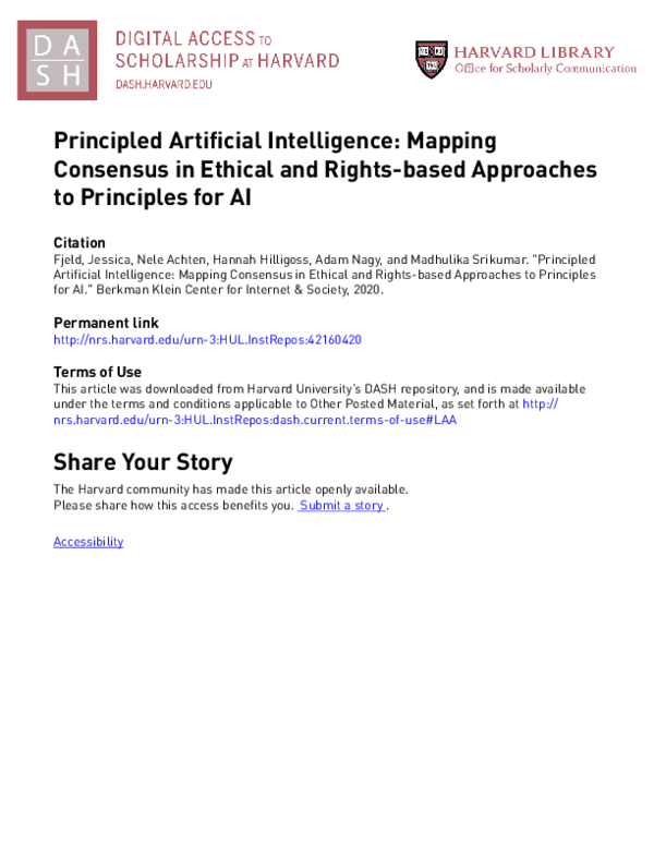 (PDF) Principled Artificial Intelligence: Mapping Consensus in Ethical ...