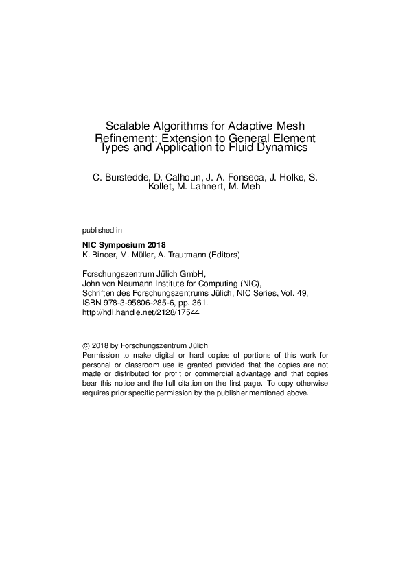 Pdf Scalable Algorithms For Adaptive Mesh Refinement Extension To