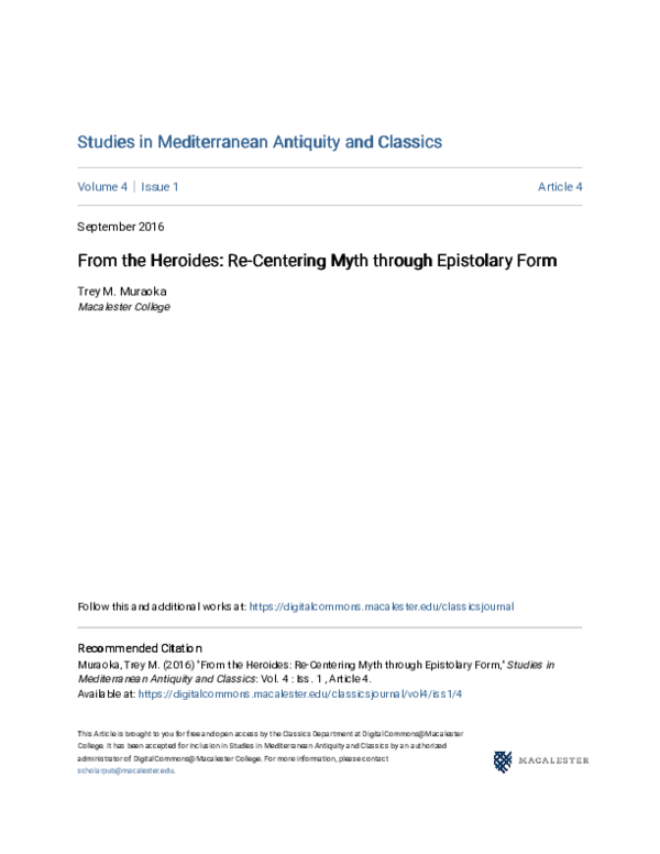 (PDF) Which Letter? Text and Subtext in Ovid's Heroides