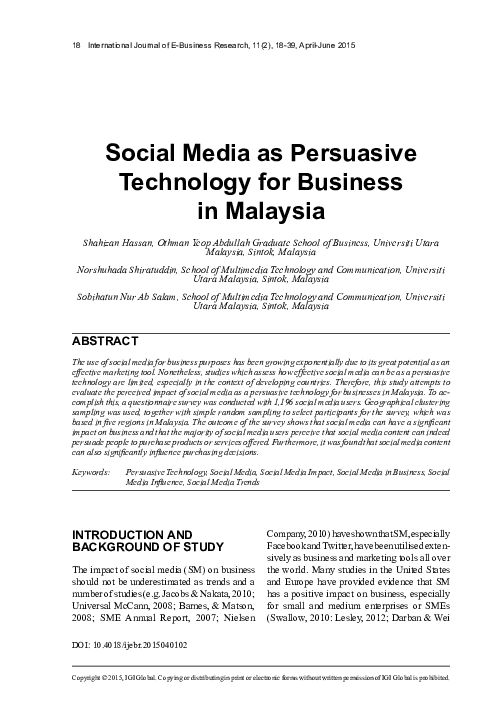 (PDF) Social Media as Persuasive Technology for Business in Malaysia