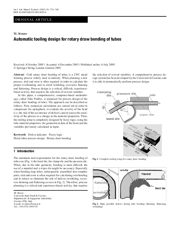 (PDF) Automatic tooling design for rotary draw bending of tubes