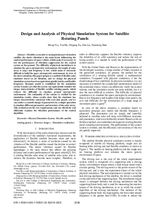 (PDF) Design and analysis of physical simulation system for satellite ...