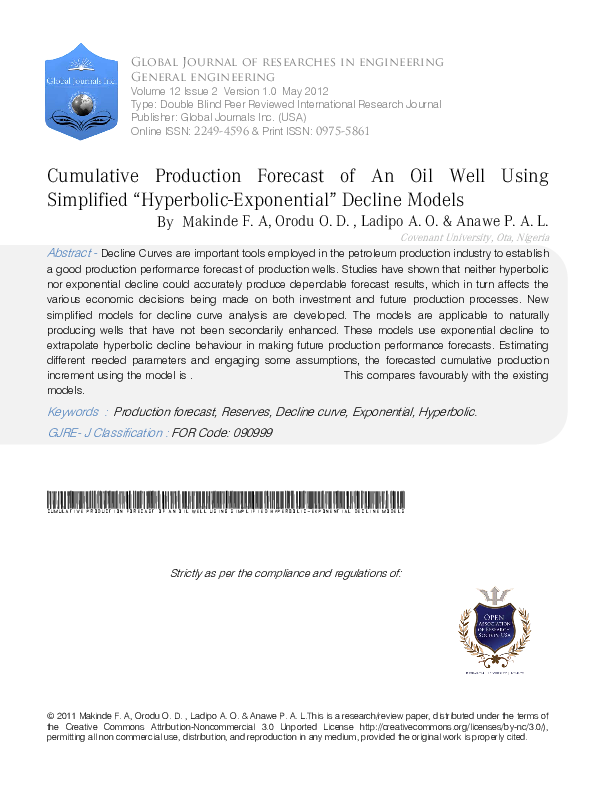 (PDF) Cumulative Production Forecast Of An Oil Well Using Simplified ...